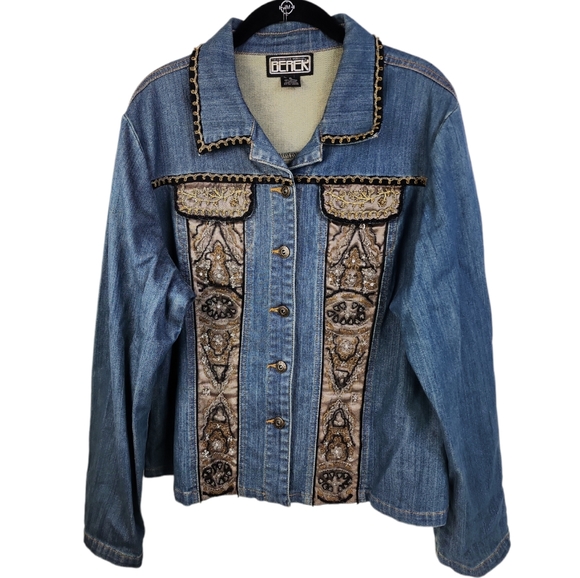 berek | Jackets & Coats | Berek 2 By Takako Denim Jacket Womens Xl Lace ...